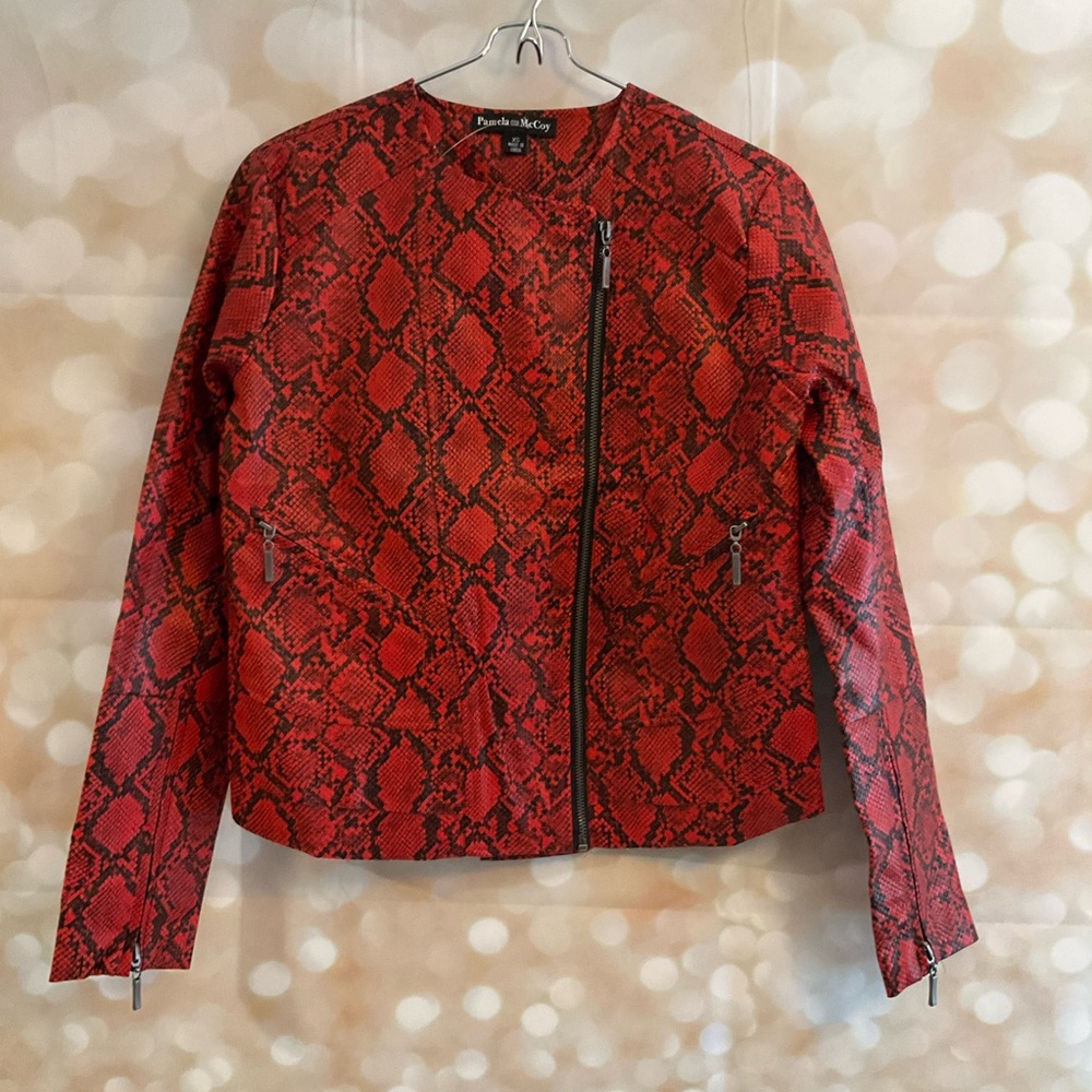 Pamela Mccoy Red & Black Snake Print Jacket - Gem